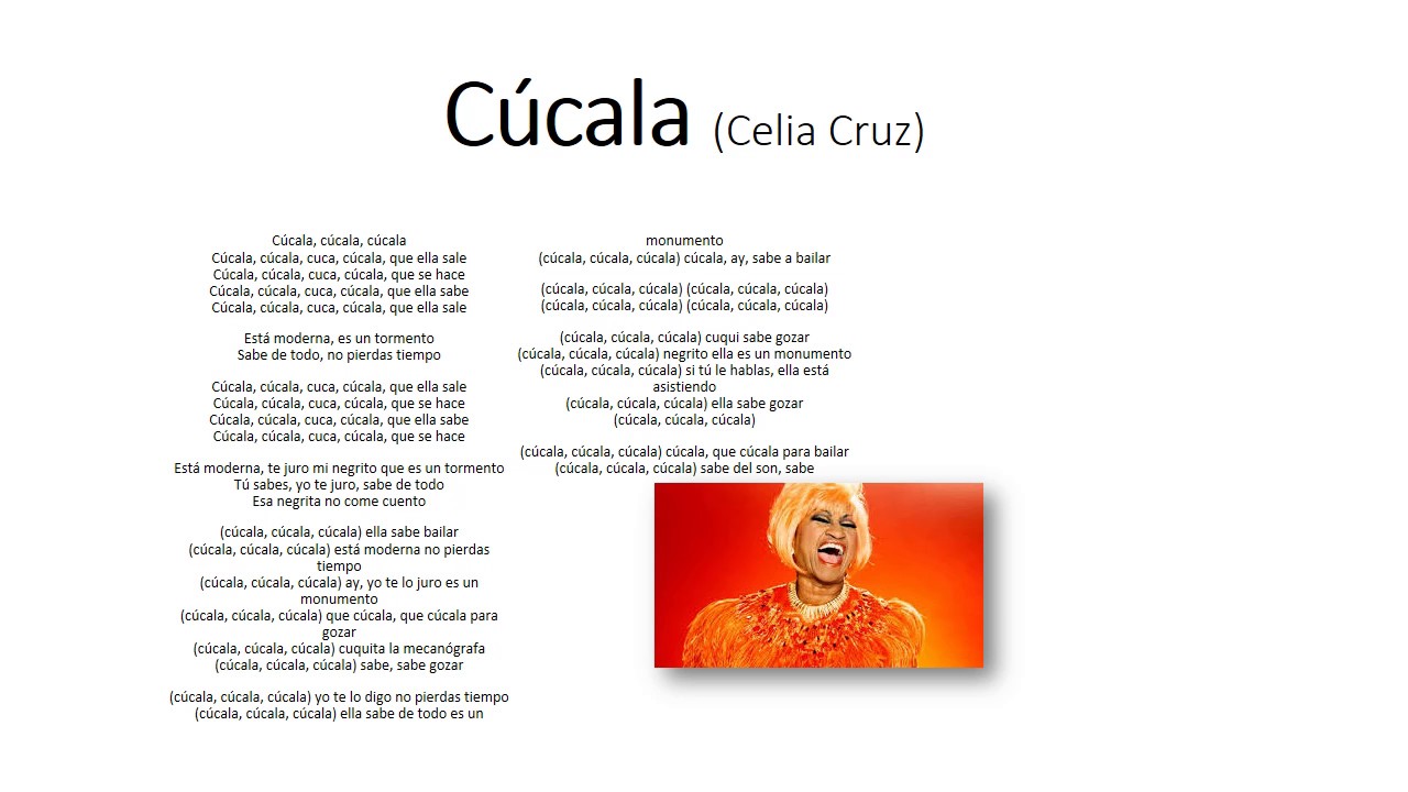 Cúcala Celia Cruz, letra - YouTube