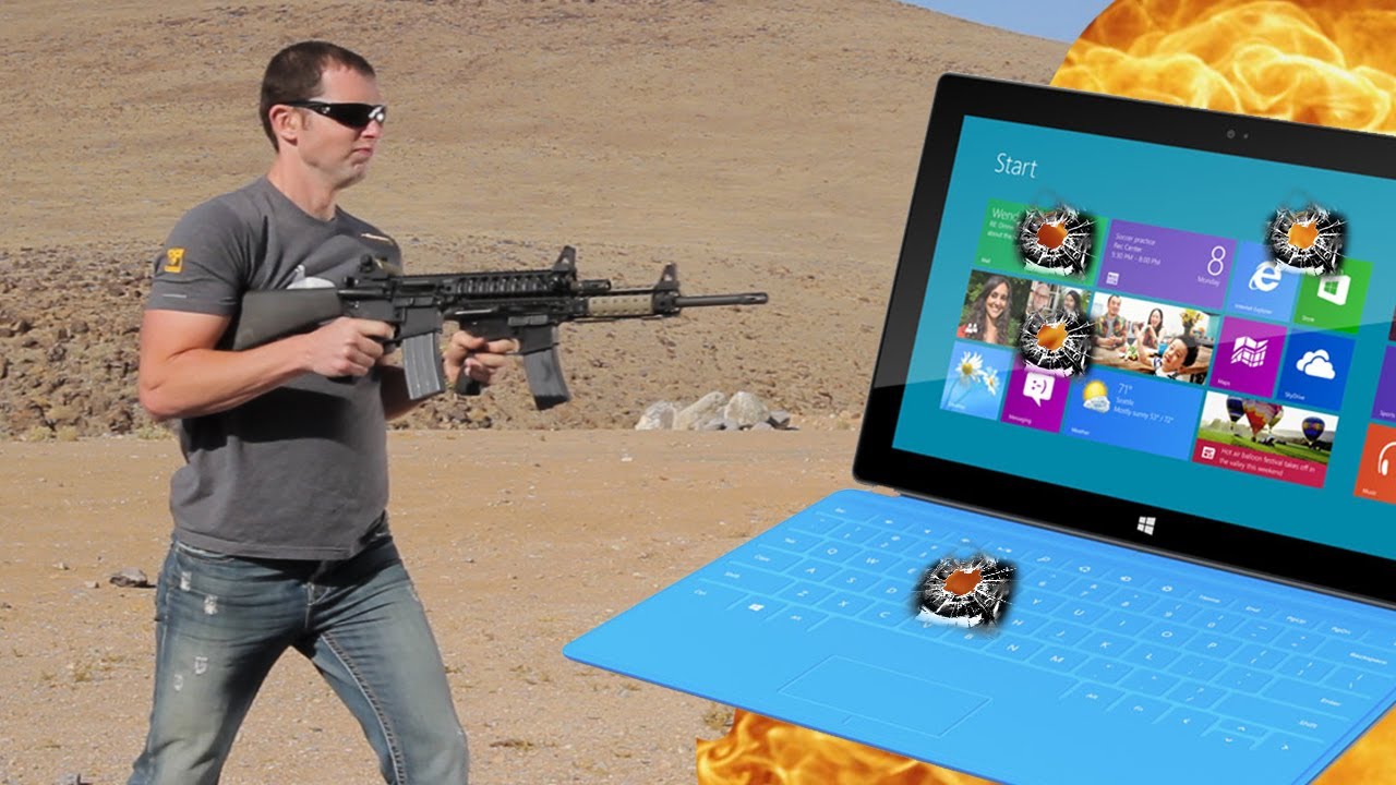 Microsoft Surface vs Dual M16 M4's - YouTube