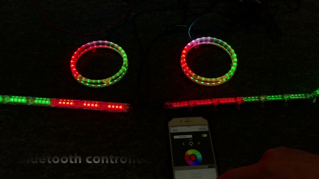 Bluetooth custom LED RGBW halo drl strip flashing - YouTube