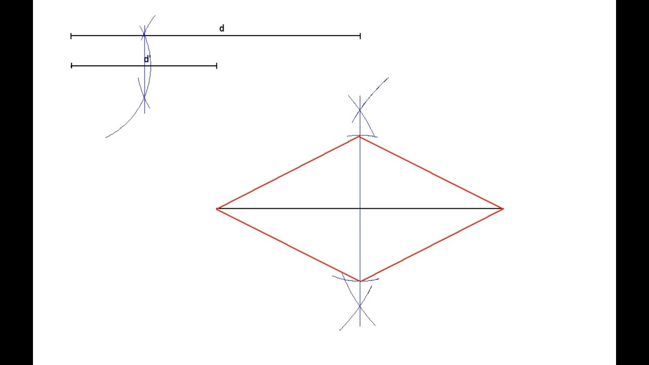 Construcción de un rombo conociendo sus dos diagonales - YouTube