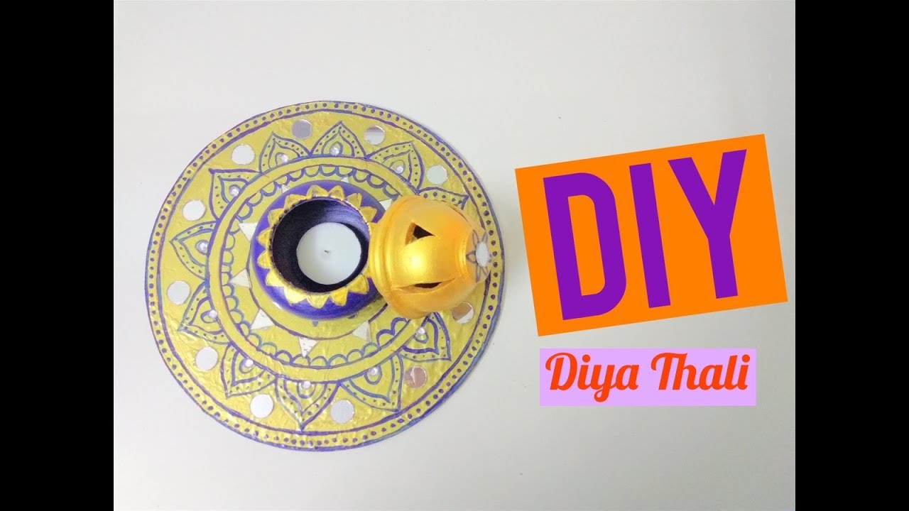 How to make a beautiful Diya Thali for Diwali or Karthigai Deepam - YouTube
