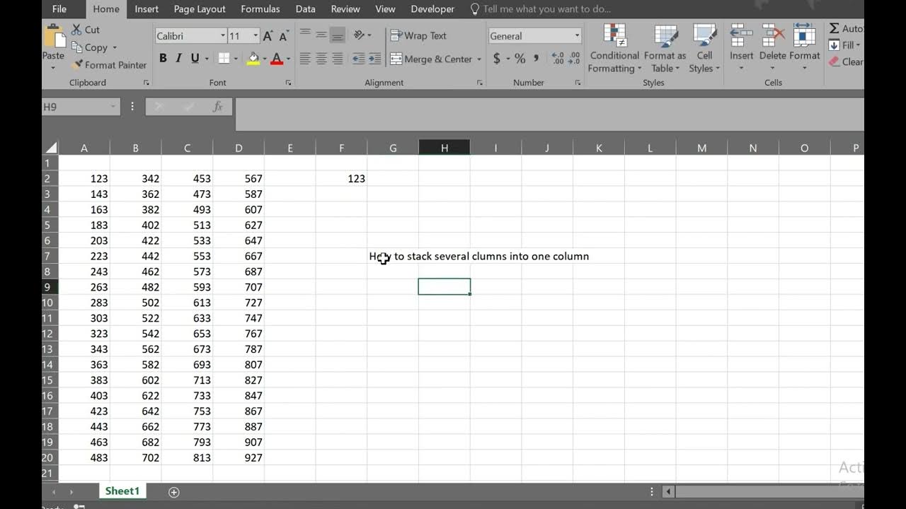How to Stack Several Column into One Column - YouTube