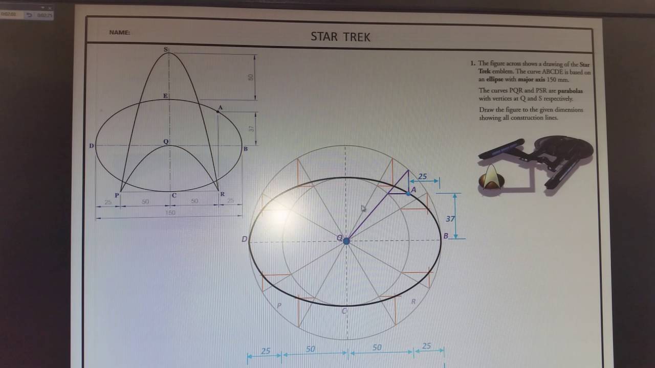 The ellipse/parabola Drawing the Star Trek logo - YouTube