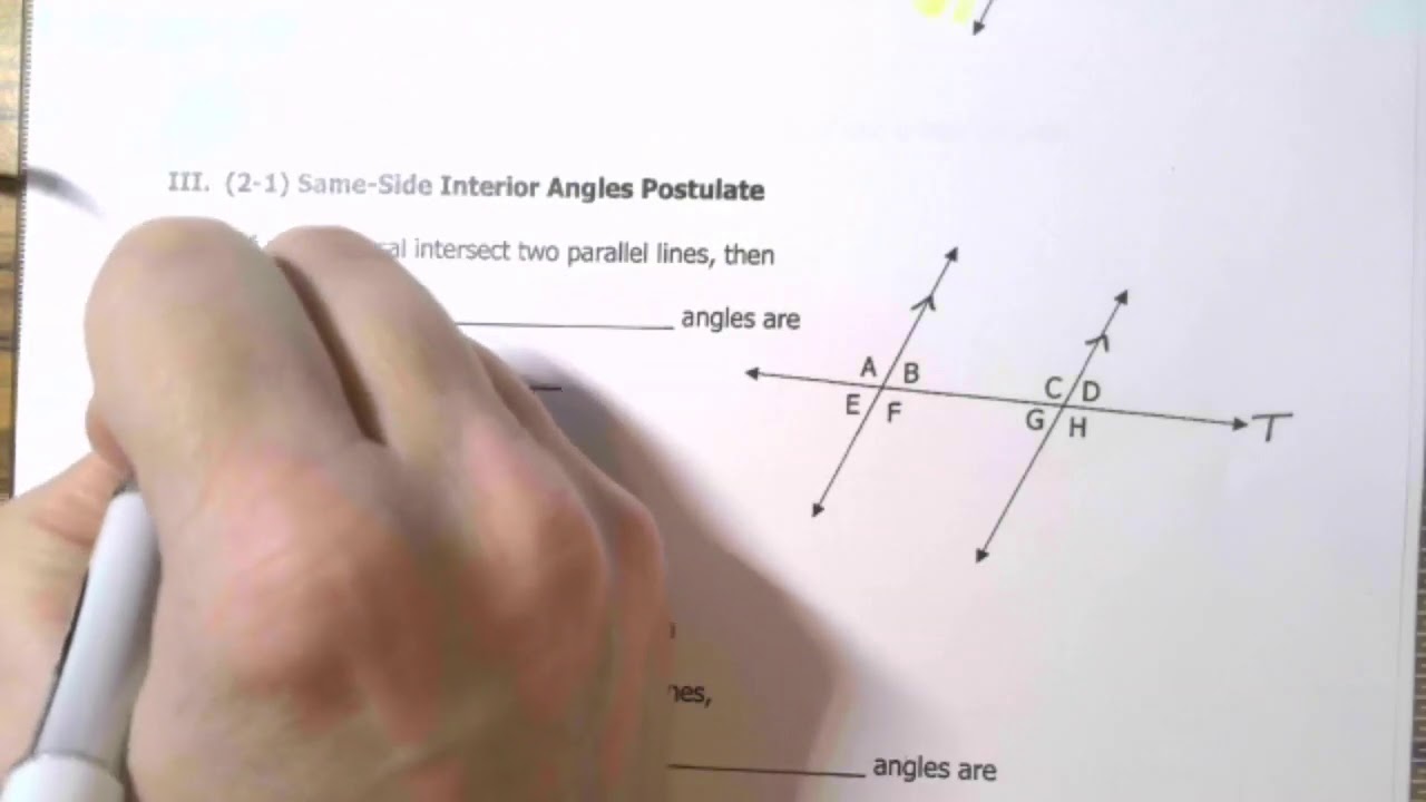 Geom Video Notes 2 1a Parallel Lines - YouTube