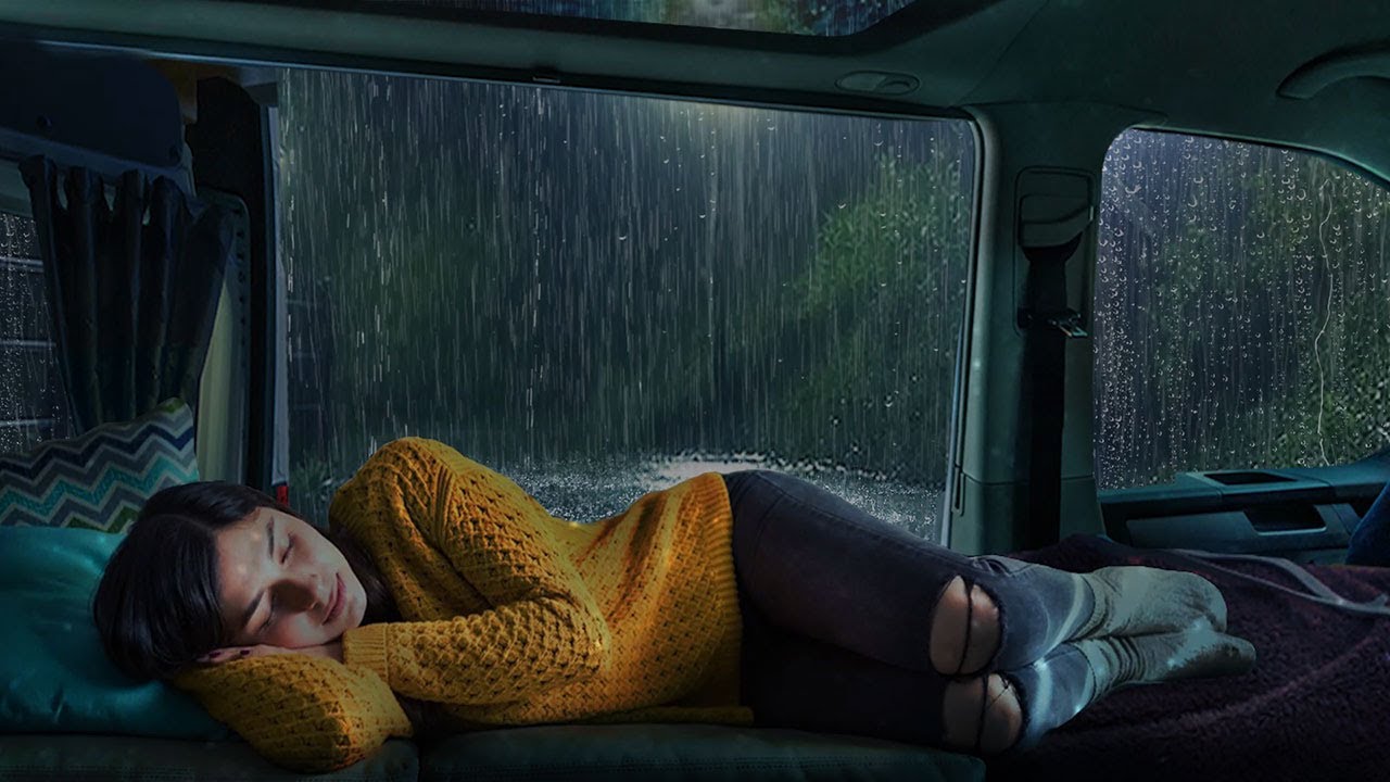 Relaxing white noise for sleeping - The soothing sound of rain on car ...