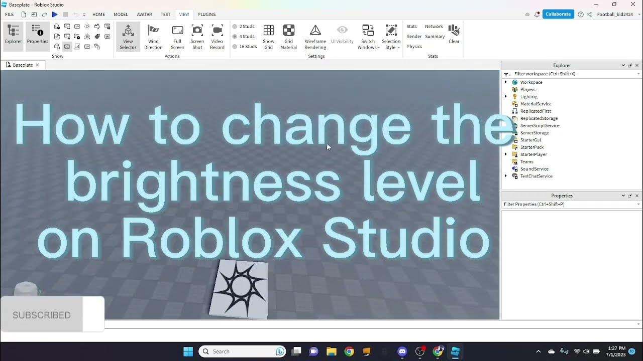 HOW TO change the brightness levlel on ROBLOX STUDIO!!!! - YouTube