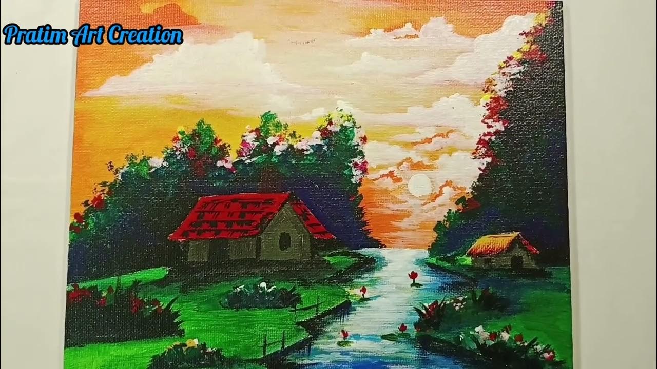 How to Draw|Canvas Painting Short Video|Pratim Art Creation|Canvas Size ...