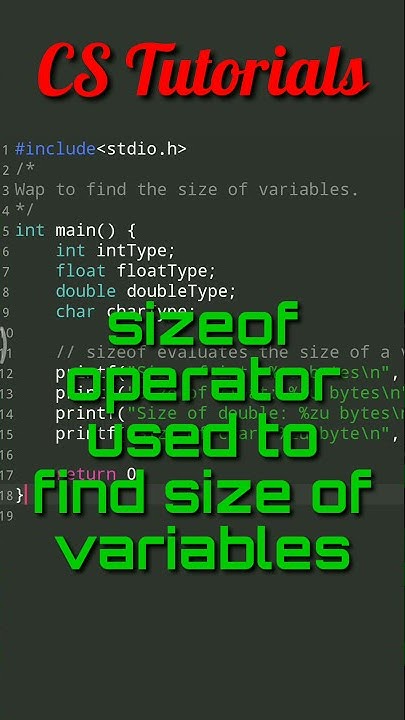 Program To Find The Size Of The Variable C Programming Sizeof Shorts Cstutorials Youtube