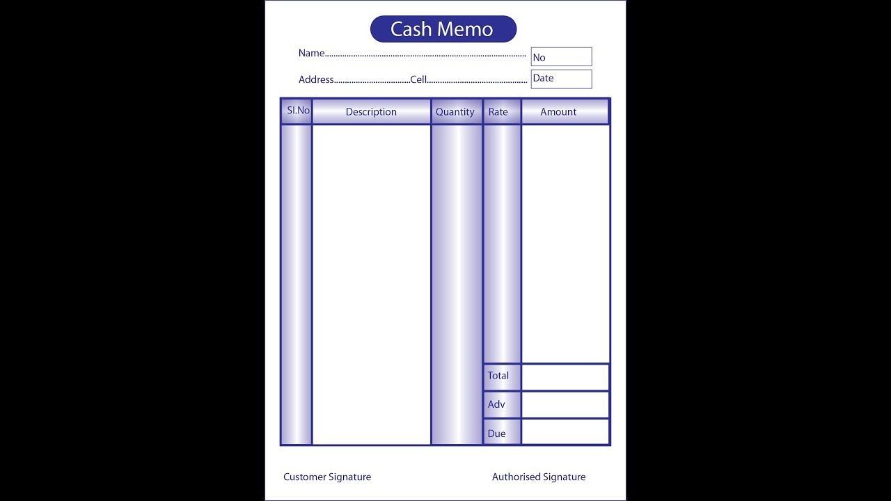 simple Cash Memo Design, 9designbd - YouTube