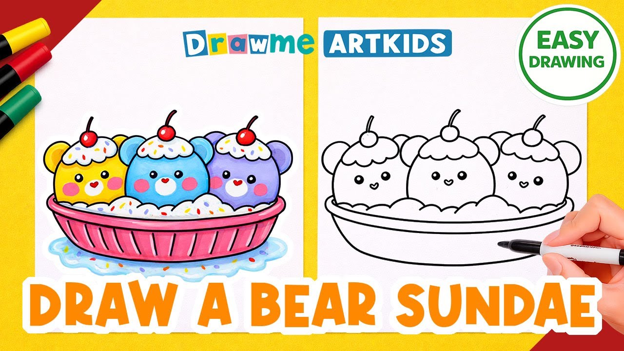 How To Draw A Cute Ice Cream Sundae