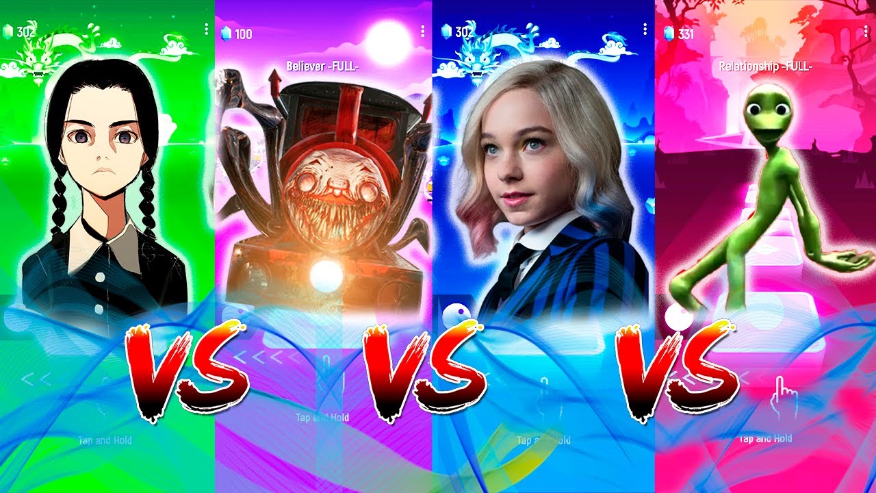 Wednesday🆚Choo Choo Charles🆚Enid Sinclair🆚Elian dance🆚Tiles Hop - YouTube