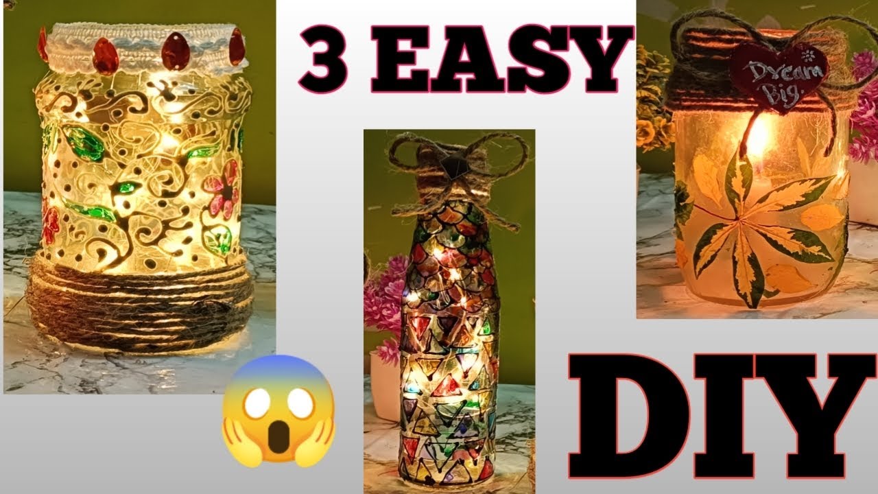 DIY Craft ideas/bottle craft/jute craft/lippan art /3 Easy Craft ideas ...