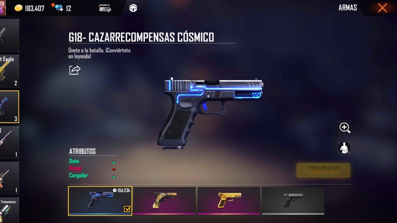 PROBANDO LA SKIN DE LA G18 CAZARRECOMPENSAS CÓSMICO DE FREE FIRE - YouTube