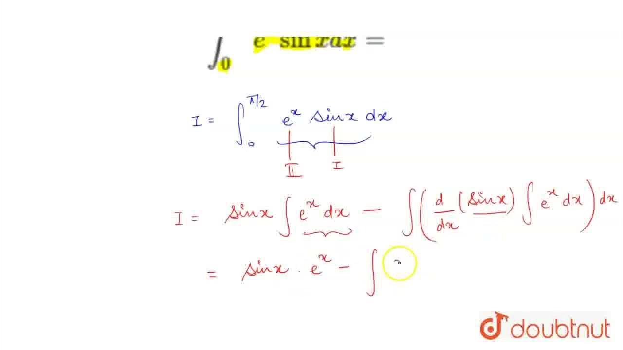 int_(0)^( pi/2)e^(x)sin xdx= | CLASS 12 | DEFINITE INTEGRAL | MATHS | Doubtnut - YouTube