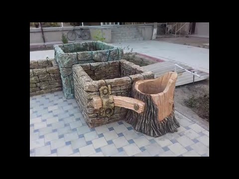 ЦВЕТНИКИ из цемента.декоративный камень и пень... мастер Ниетбай. - YouTube