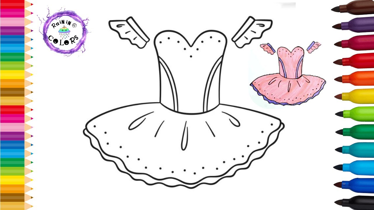 Cute Ballerina Tutu Dress Drawing And Coloring Easy Simple #tutu # ...