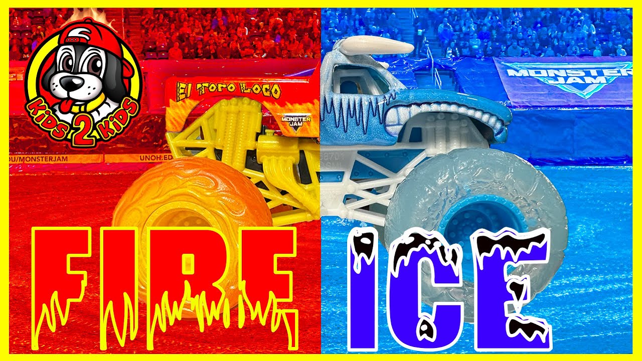 MONSTER JAM FIRE & ICE Monster Trucks Compilation - Water & Treadmill ...