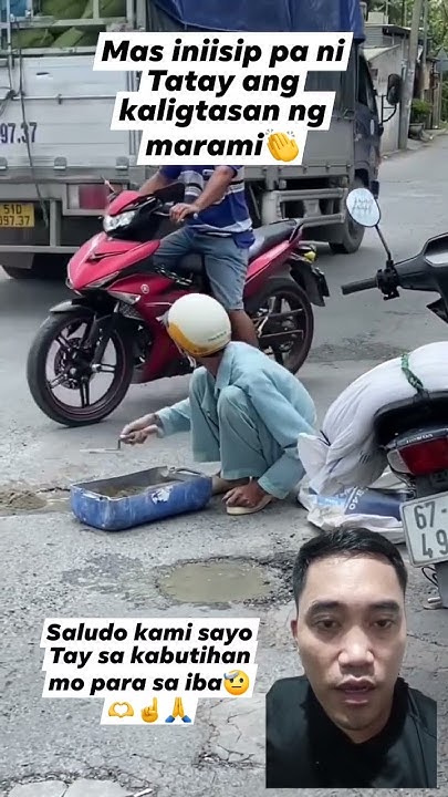 Isang Tatay ang nagkusang nag semento ng lubak sa kalsada - YouTube