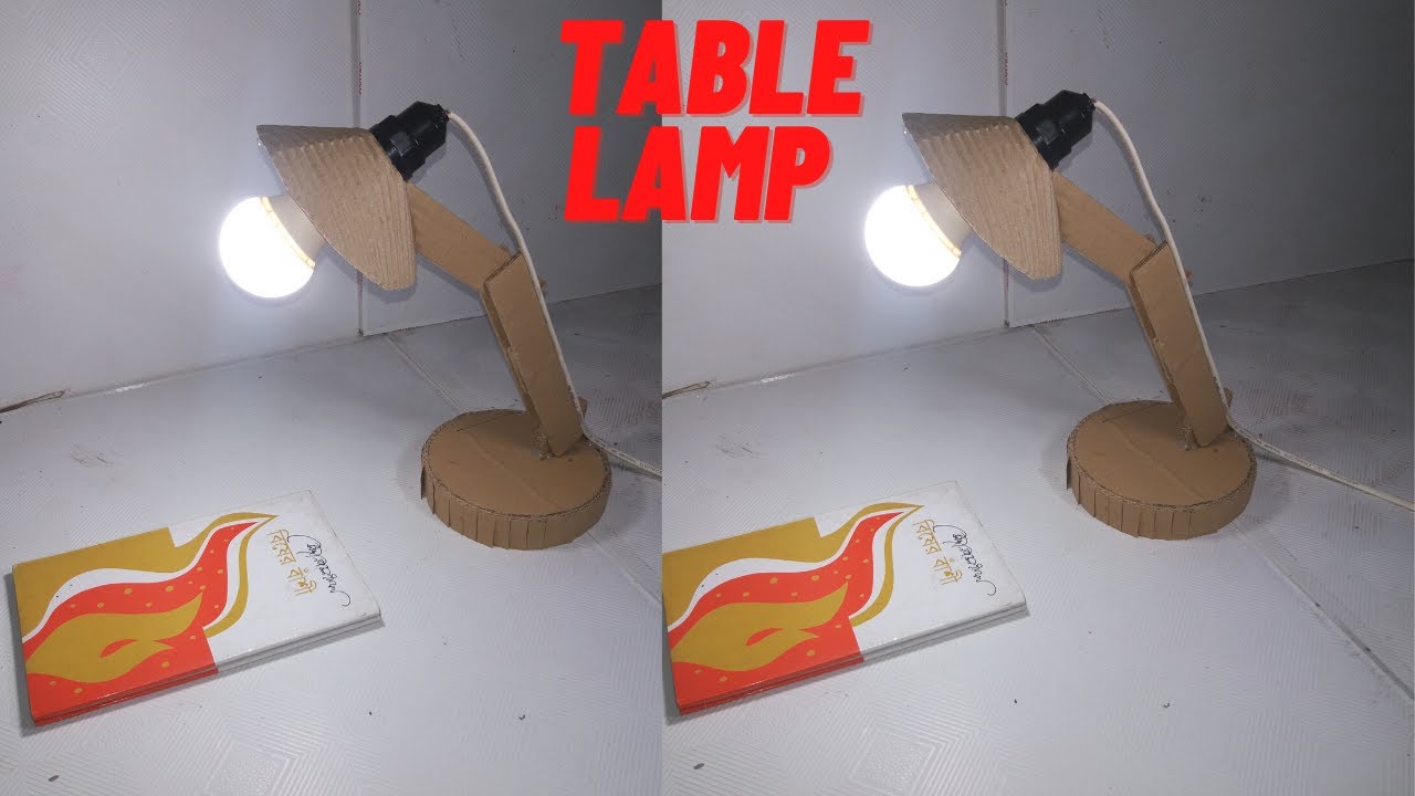 How to Make a Cardboard Table Lamp - DIY Table Lamp - YouTube