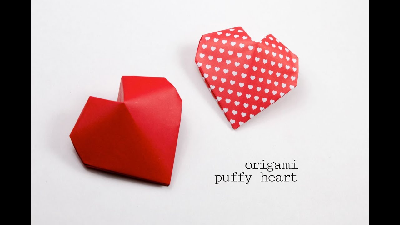 How To Make a puffy origami heart with SURPRISE | Blow Heart | paper ...