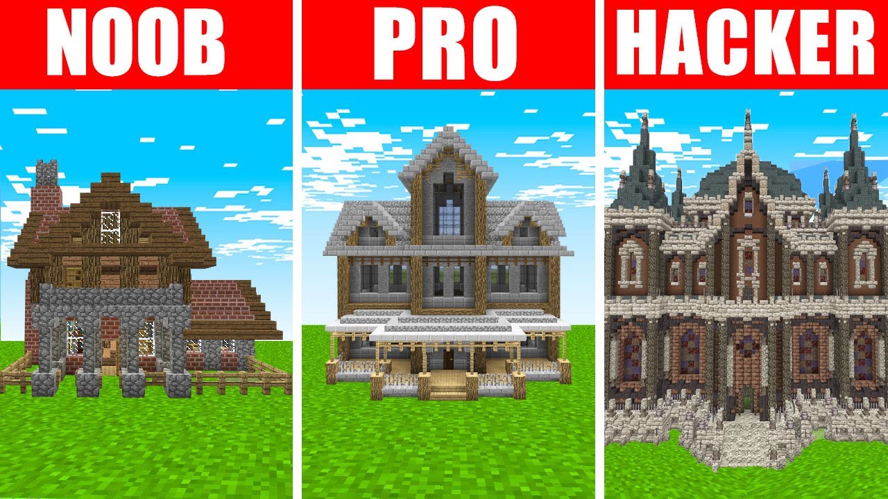 Minecraft NOOB vs. PRO vs. HACKER : HAUNTED MANSION BUILD CHALLENGE in ...
