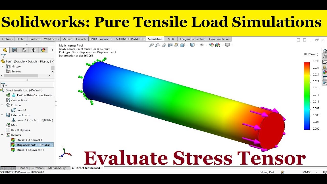 Solidworks structural analysis 09| Bar subjected to tensile load ...