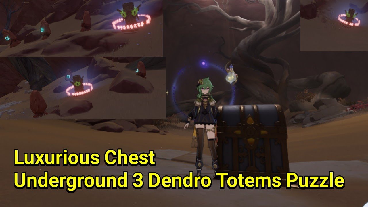 3 Underground Dendro Totems Elemental Monument Puzzle | Luxurious Chest ...