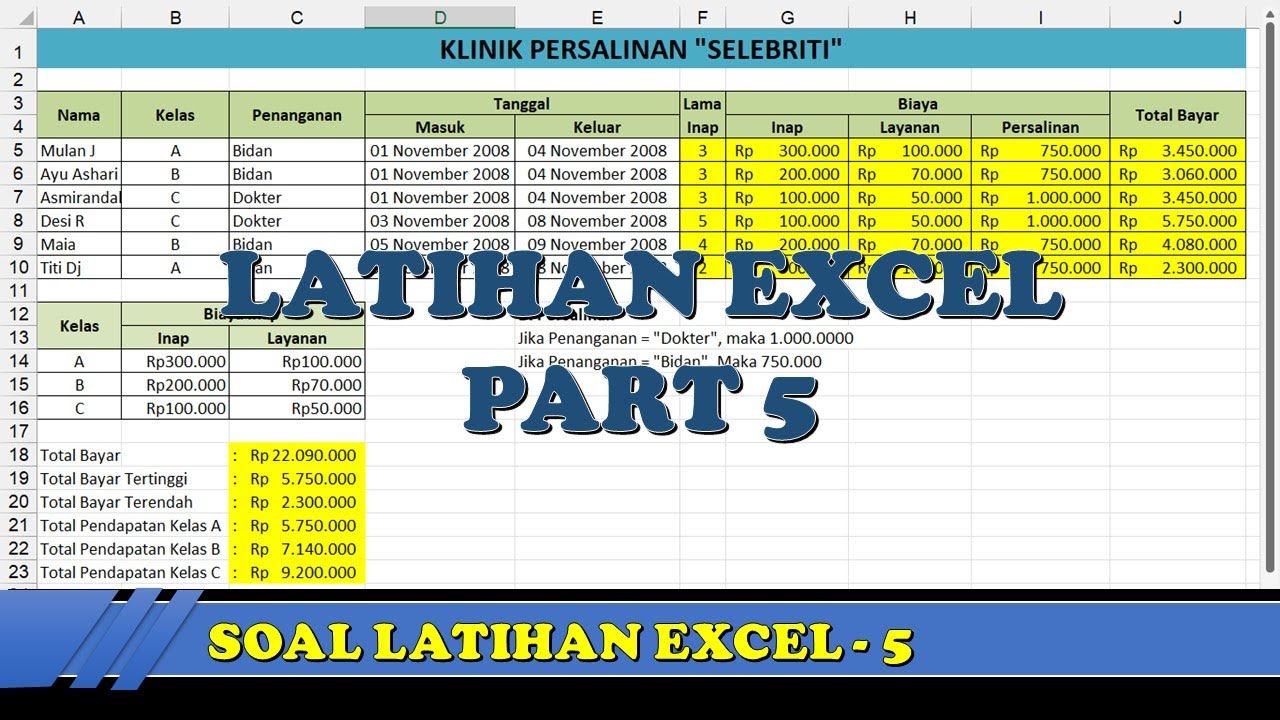Contoh latihan soal excel tes kerja admin dan jawabannya -5 - YouTube