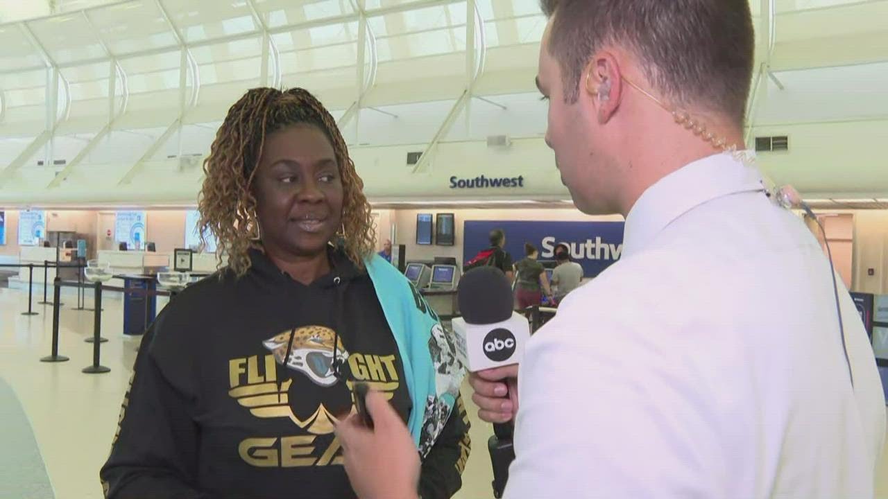 Jaguars super-fan at the airport heading to Ohio to help the Jags Hall ...
