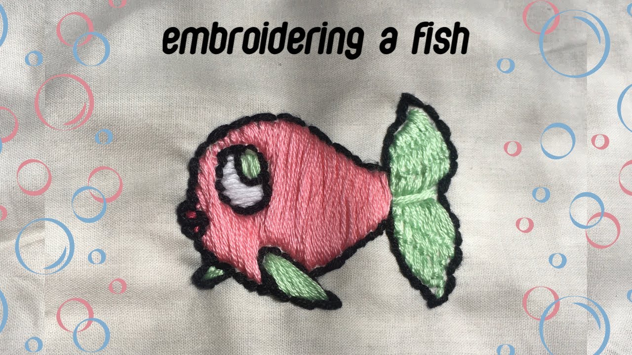 cute cartoon fish embroidery ｡°🐠 hand embroidery process (beginner ...