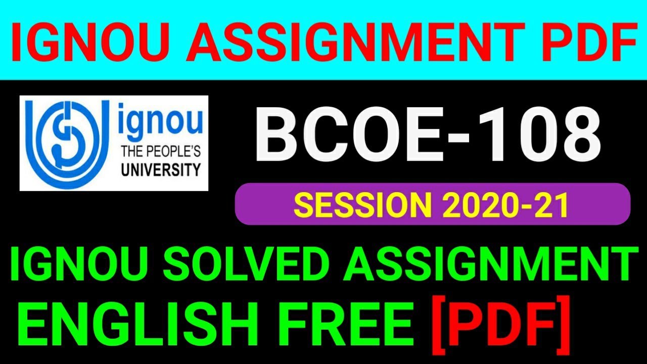 BCOE-108 Solved Assignment 2021, BCOE 108 Solved Assignment 2020-21 in ...