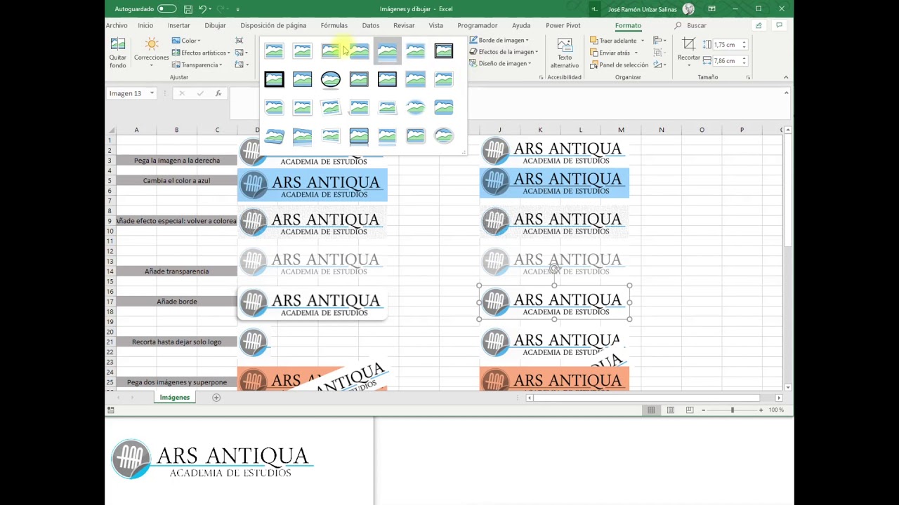 Excel. Imágenes y dibujar - YouTube