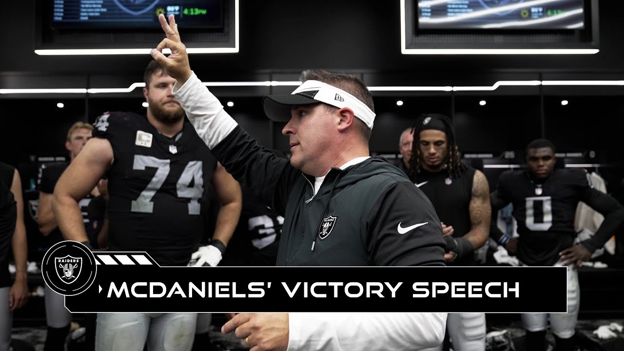 Josh McDaniels’ Locker Room Victory Speech vs. Patriots | Raiders | NFL ...