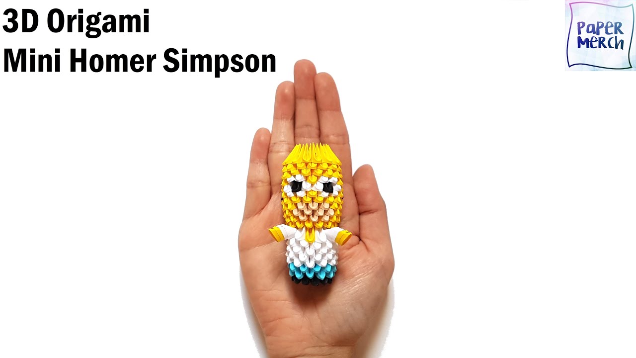 Miniature 3D Origami Homer Simpson - YouTube