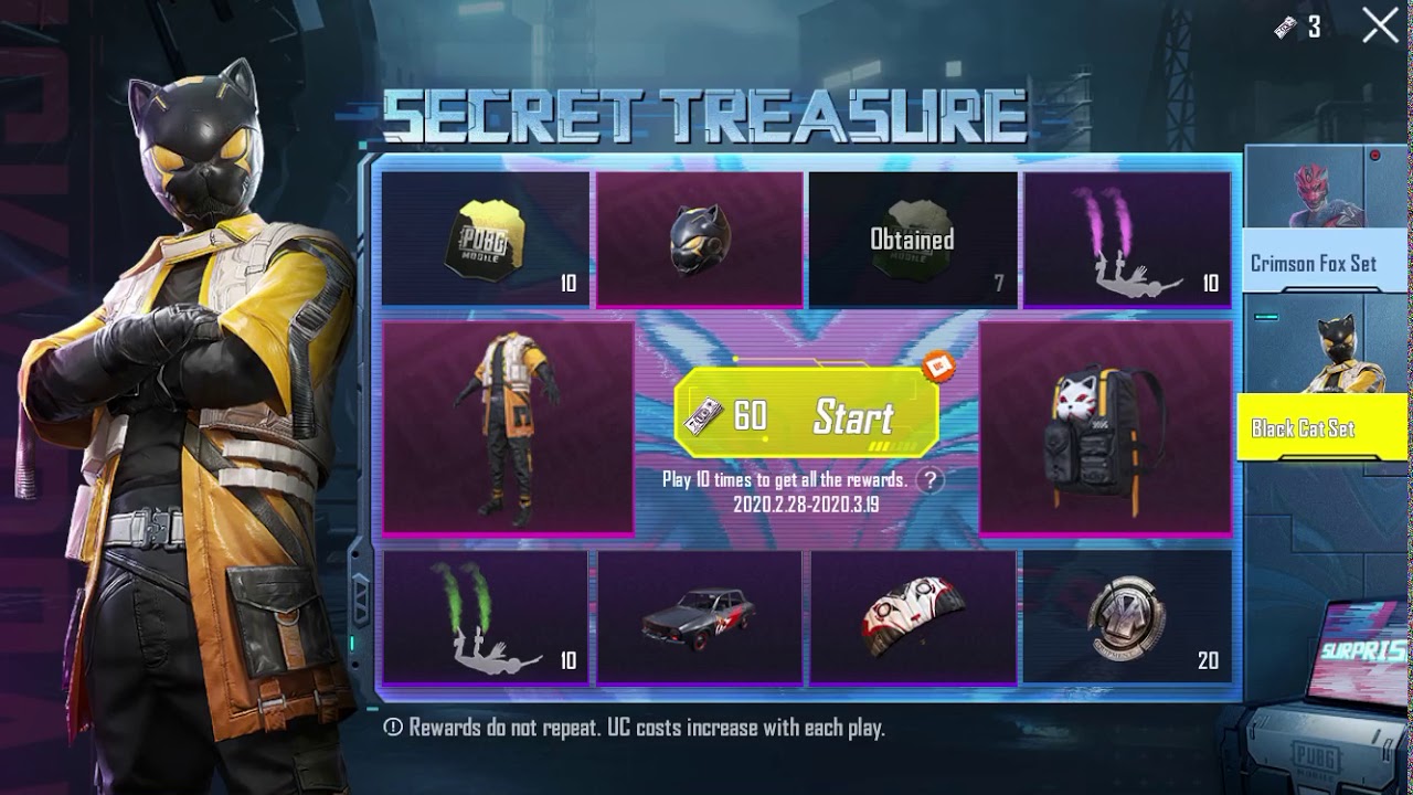 Pubg Secret Treasure | Black Cat Set ~ Lucky Draw Pubg Mobile - YouTube