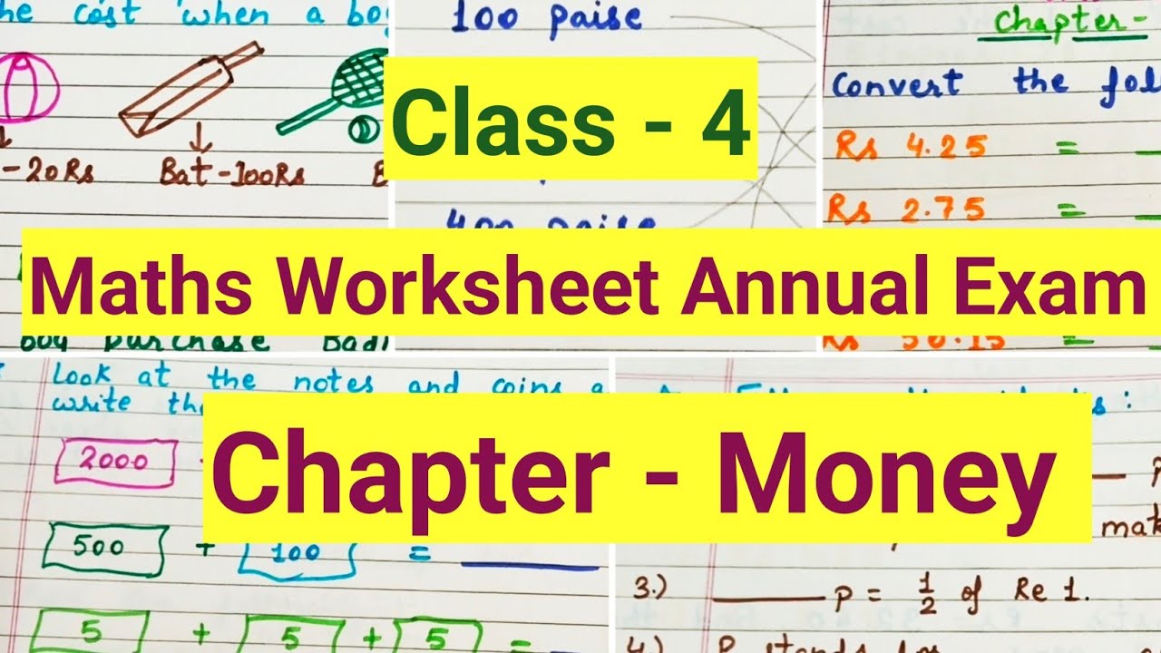 money chapter of class 4 | class 4 maths worksheet | maths worksheet ...