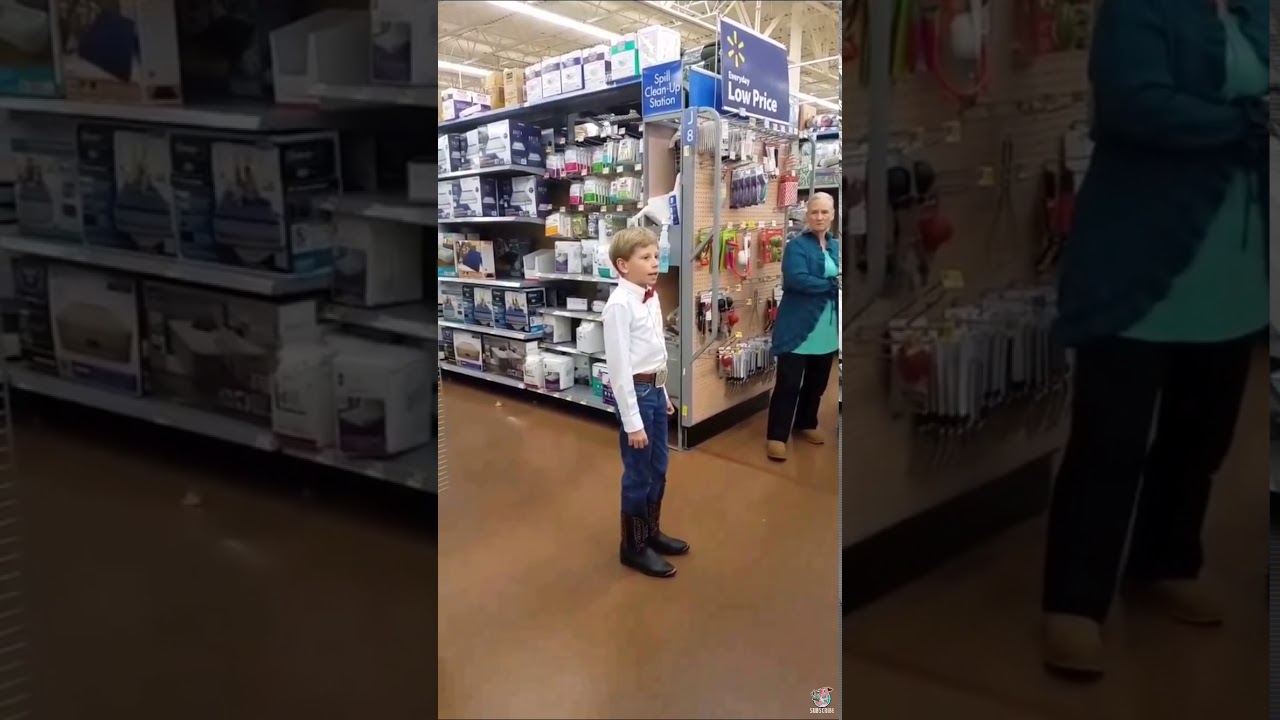 Little boy singing country song at walmart!! (Full song) - YouTube
