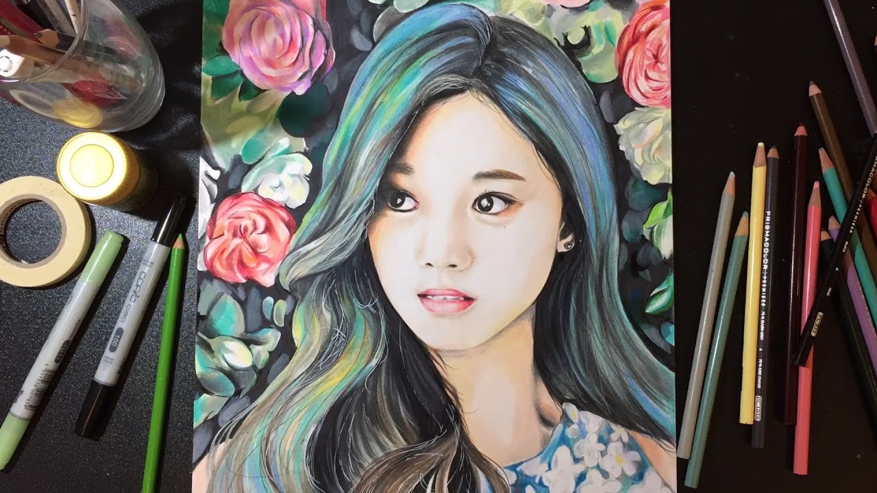TWICE-周子瑜 (Tzuyu) speed drawing - YouTube
