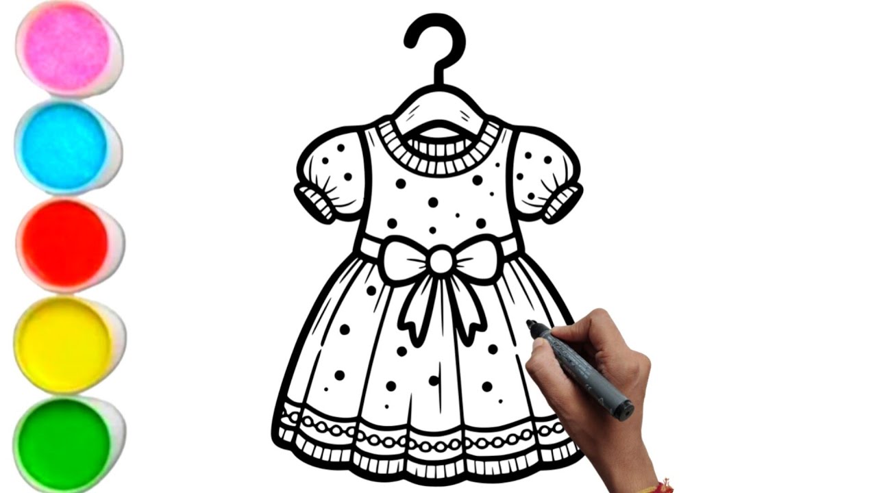 Beautiful Dress Drawing, Painting for Kids & Toddlers🌈, Drawing for ...