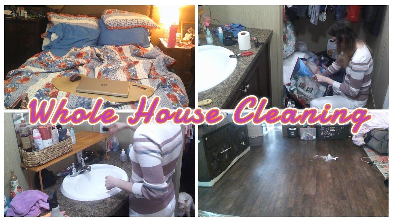 CLEANING MY MESSY MOBILE HOME/ WHOLE HOUSE CLEANING - YouTube