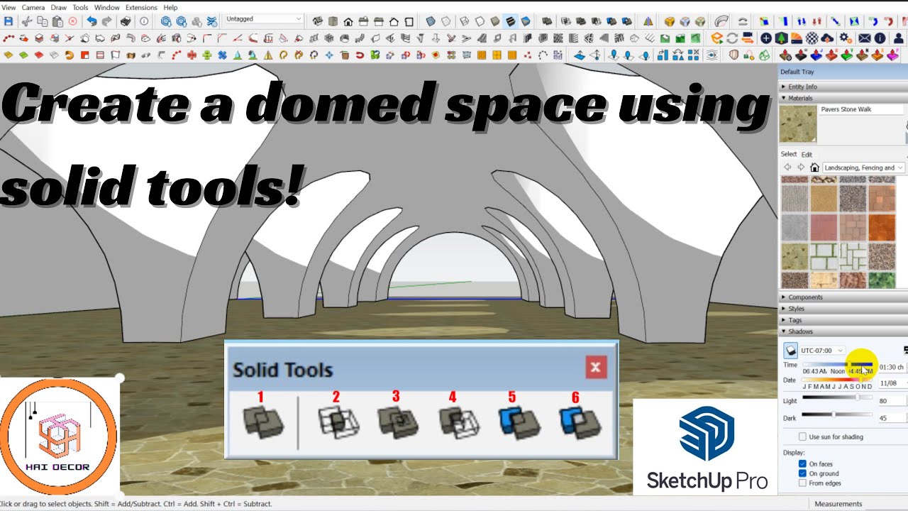 Sketchup modeling tutorial - Tạo Mái Vòm Bằng Công Cụ Solid Tools Trong ...