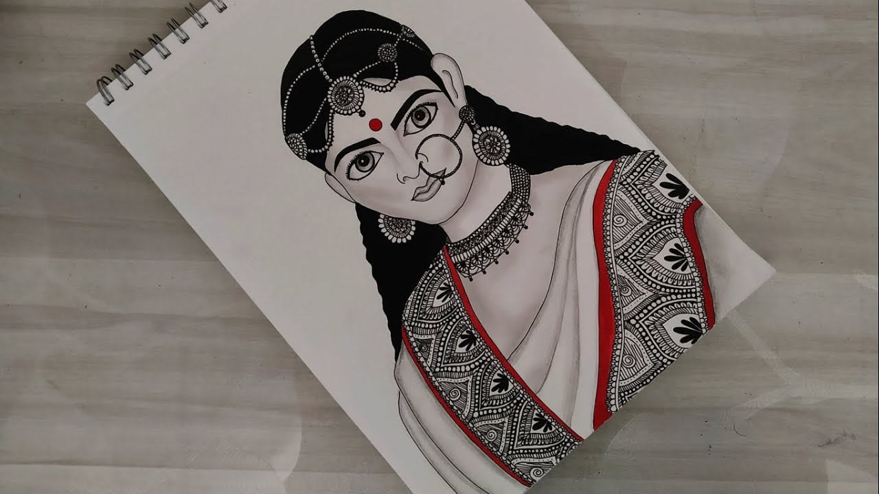 How to draw mandala art of an Indian bride | Princess | Zentangle art ...