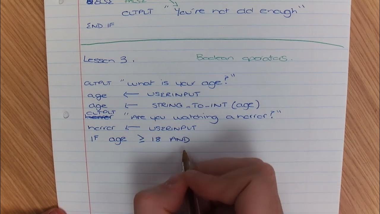 Aqa Comptuer Science Gcse Pseudocode Lesson 3 Selection Multiple Conditions Aqa Youtube