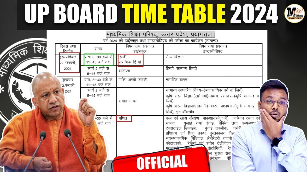 up board exam 2024 time table released | Up class 10 time table 2024 ...