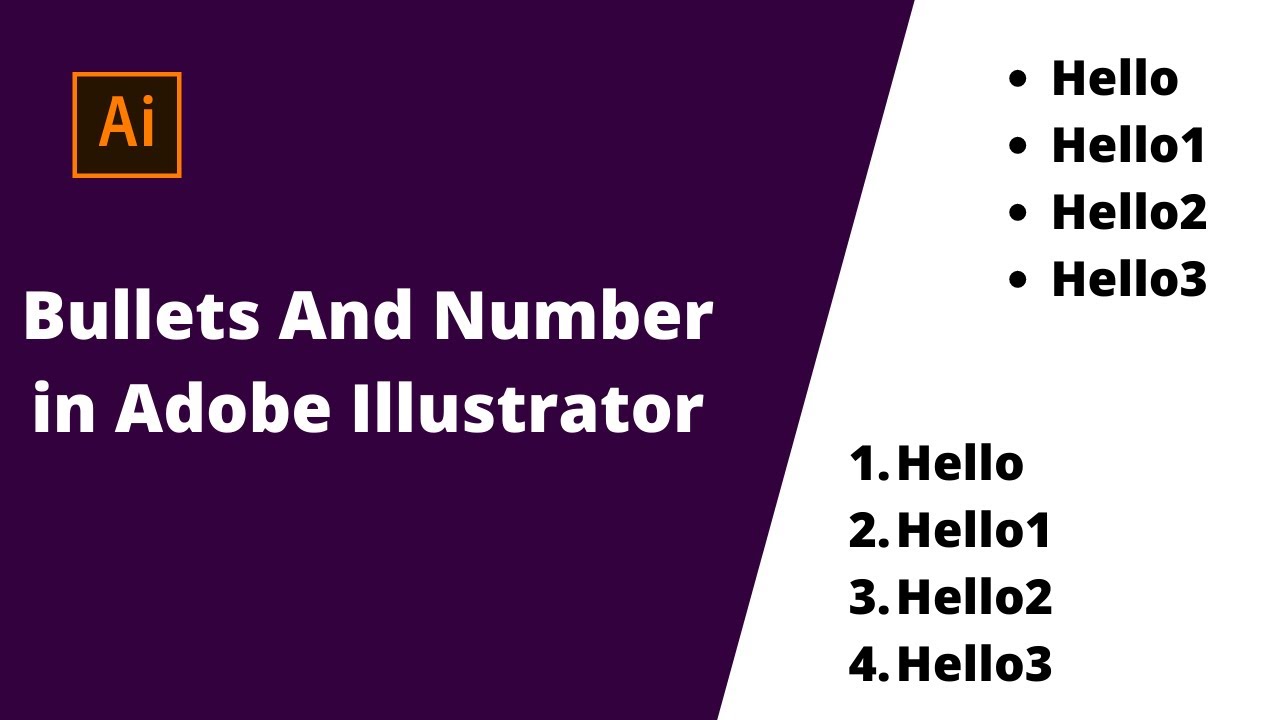 PurpleDrop — Add Bullets and Numbers in Adobe Illustrator - YouTube