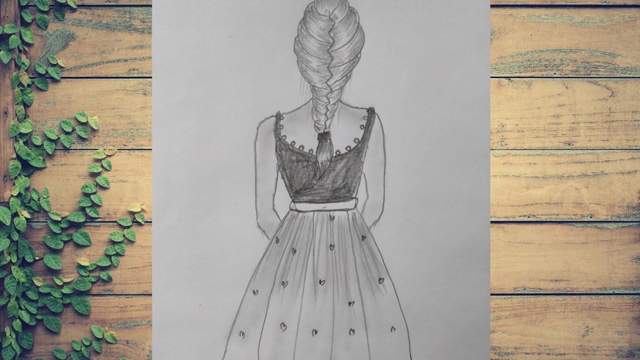 How to draw back side easy girl drawing with pencil#easy #drawing #girl ...
