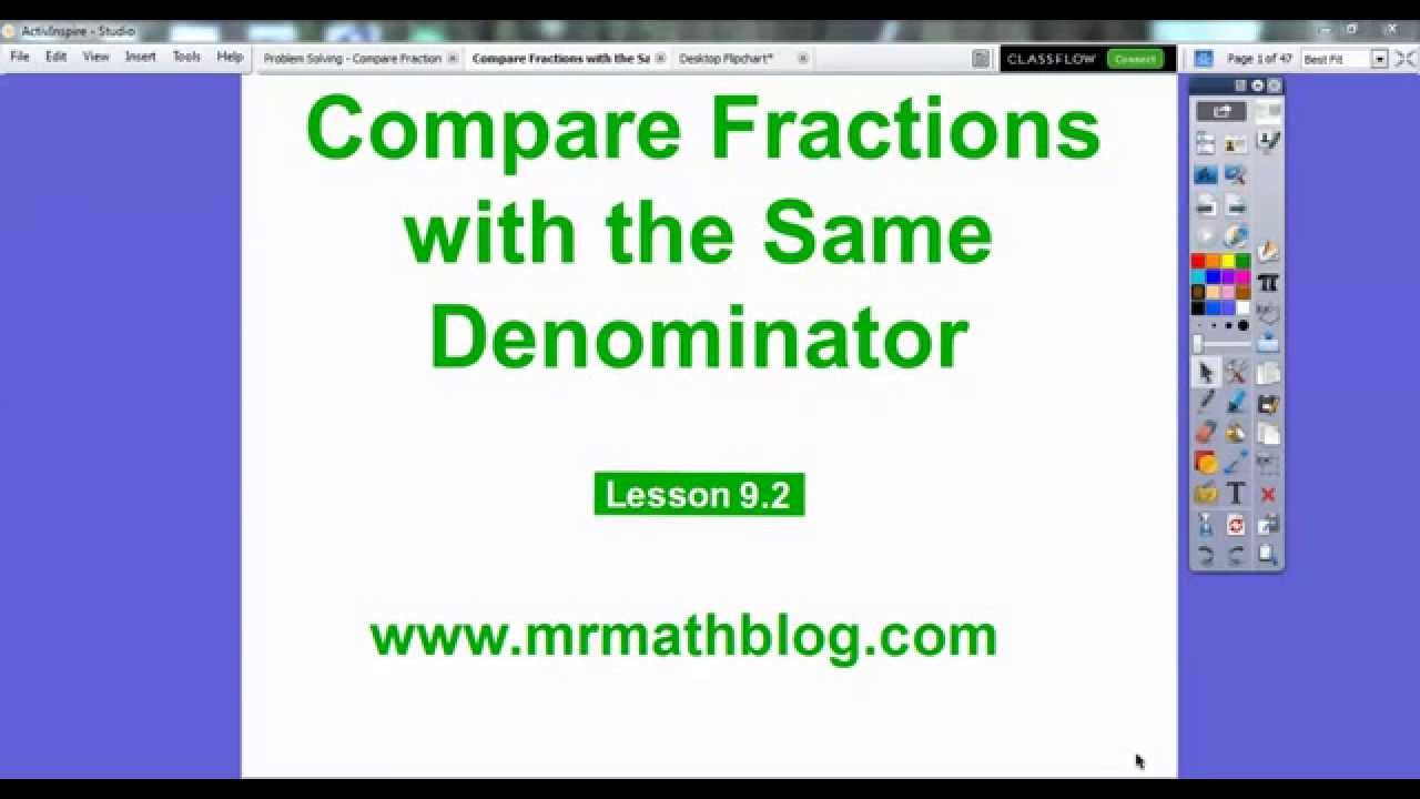 Compare Fractions with the Same Denominator - Lesson 9.2 - YouTube