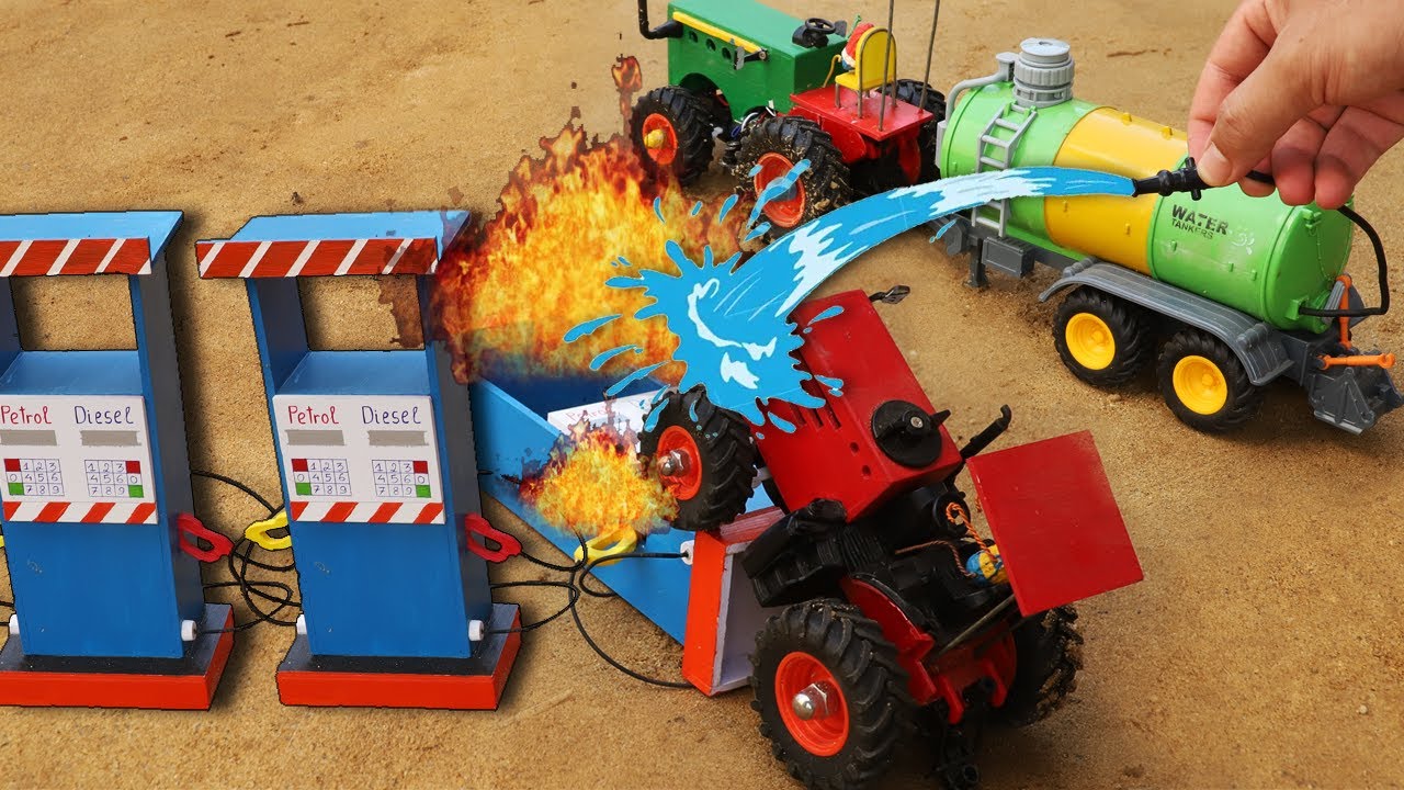 Diy tractor making mini fire truck | fire truck rescues tractor ...