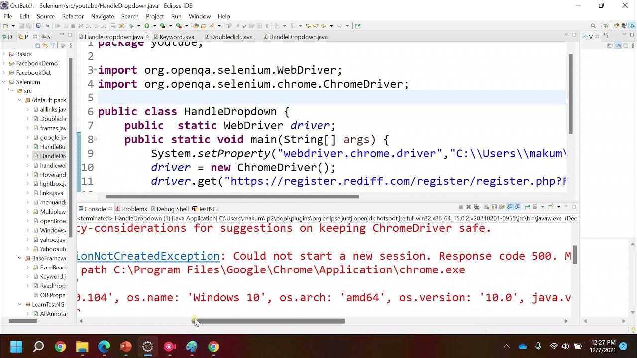 How to resolve SessionNotCreatedException while working with selenium - YouTube