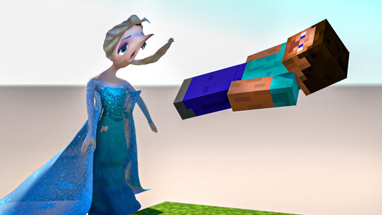Steve Welcomes Elsa to Minecraft [Jelly Elsa] Disney Minus - YouTube